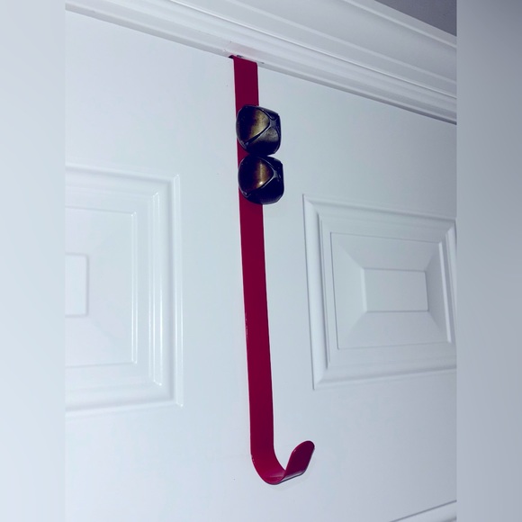 Holiday | Red Metal Wreath Hanger W 2 Lg Bells For Door 14 Long New Wo ...